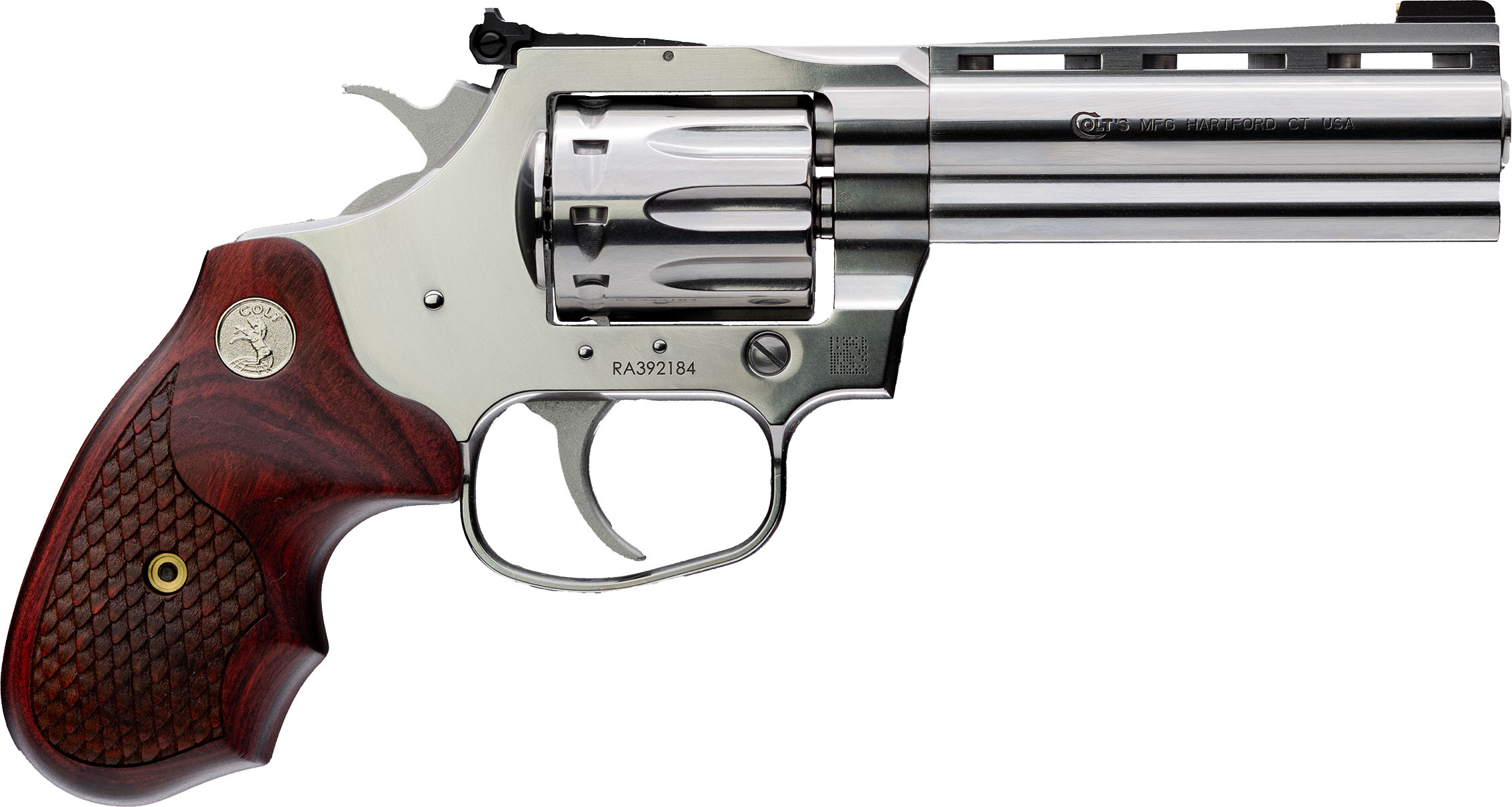 Colt King Cobra 22LR 4.25 Inch Stainless Matte Snake Scale Grip TALO ...