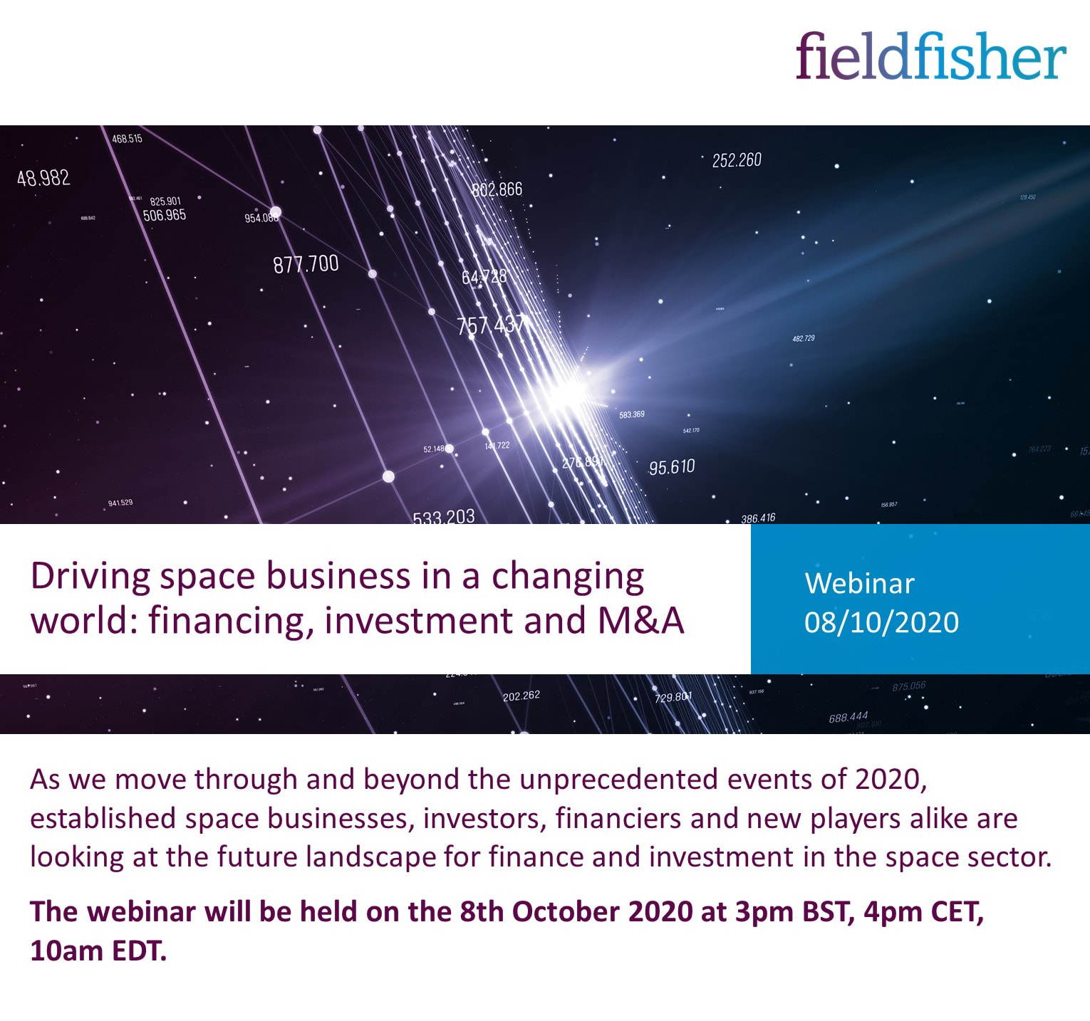 Driving space business in a changing world: financing, investment and M ...