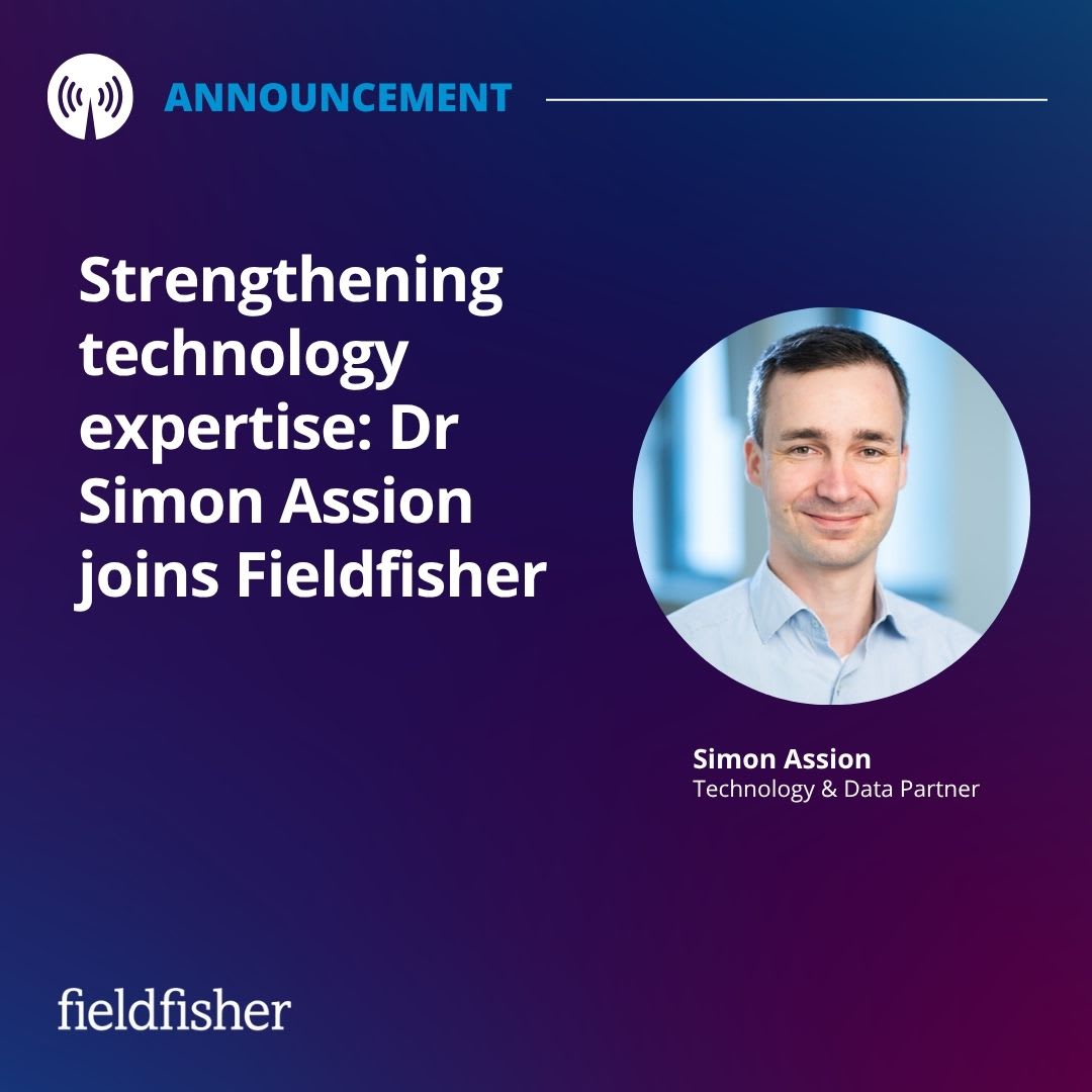 Strengthening technology expertise: Dr Simon Assion joins Fieldfisher