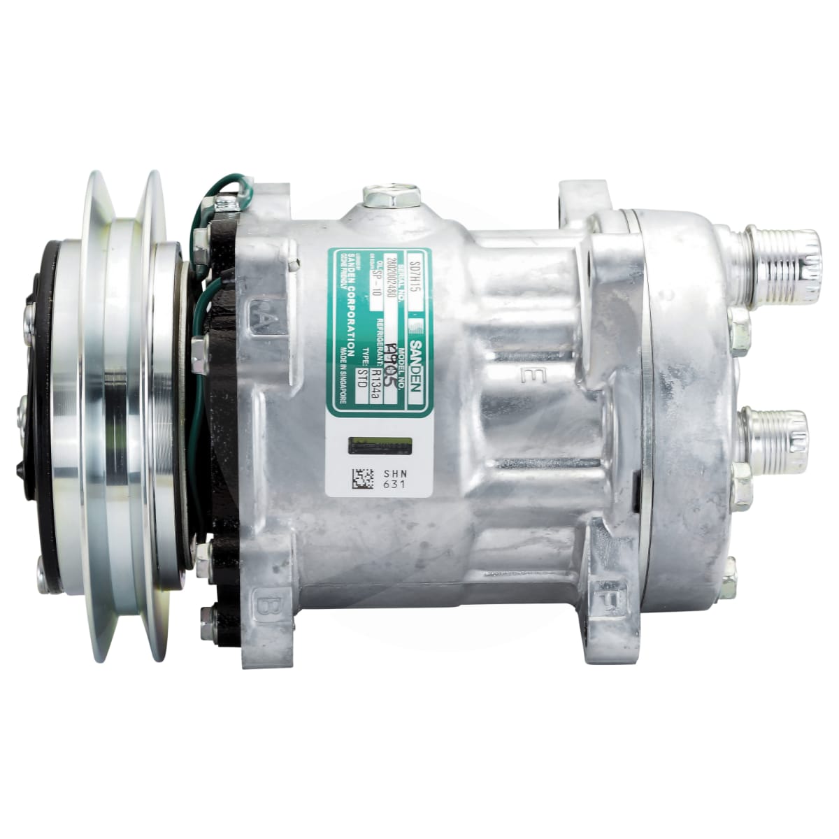 COMPRESSOR, SANDEN, SD7H15 A905, 24V, 1B, 146MM, REAR O-RING, R134A