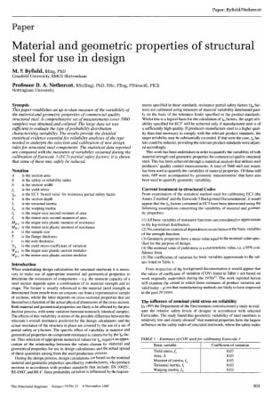 Material and Geometric Properties of Structural Steel for Use in Design ...