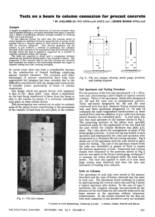Tests on a beam to column connexion for precast concrete - The ...