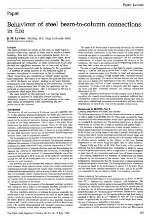 Behaviour of Steel Beam-to-Column Connections in Fire - The Institution ...