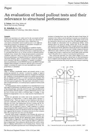 An Evaluation of Bond Pullout Tests and Their Relevance to Structural ...