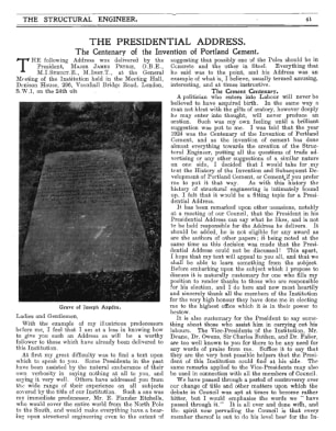 The Presidential Address. The Centenary of the Invention of Portland ...