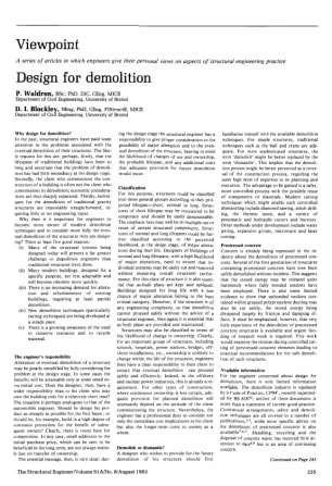 Design for Demolition - The Institution of Structural Engineers