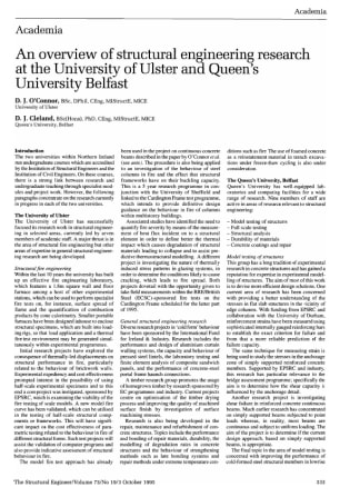 Academia. An Overview of Structural Engineering Research at the ...