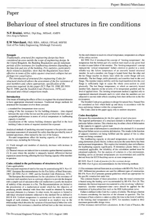 Behaviour of Steel Structures in Fire Conditions - The Institution of ...