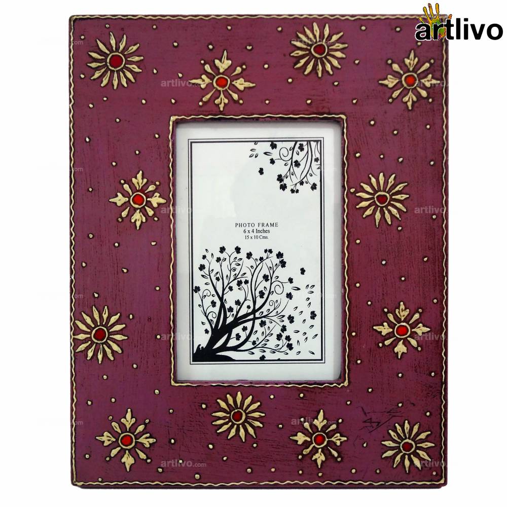 EMBOSSED Magenta Floral Photo Frame - PF010 - Artlivo.com