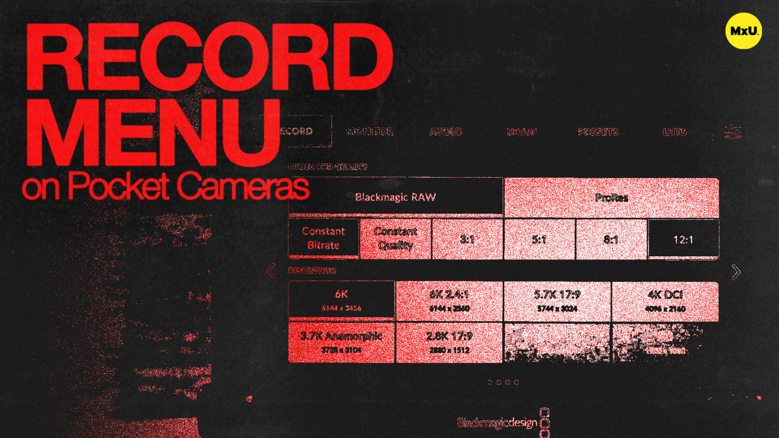 Record Menus on Pocket Cameras - MxU
